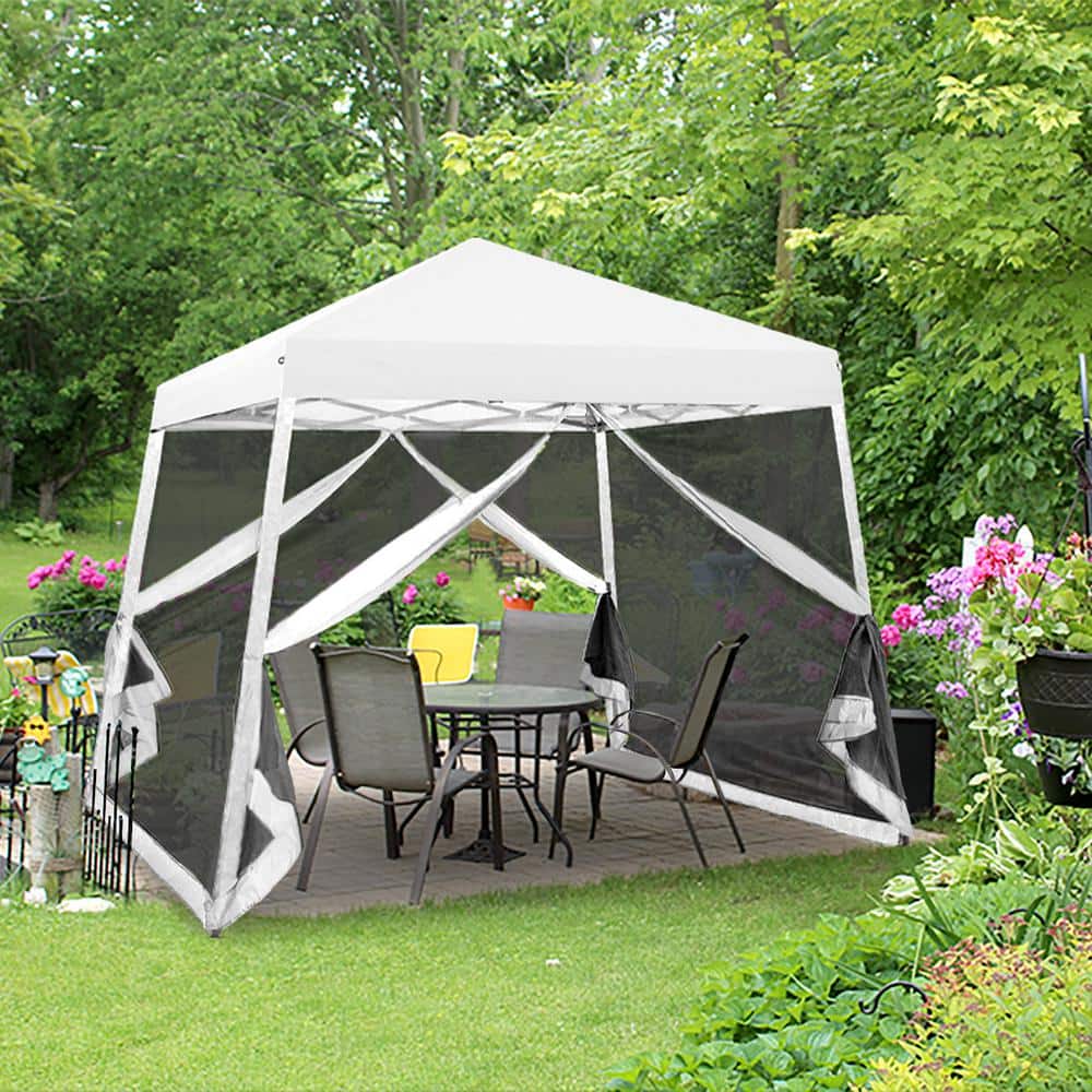 EAGLE PEAK 10 ft. x 10 ft. Slant Leg Pop Up Gazebo Tent with Mosquito ...
