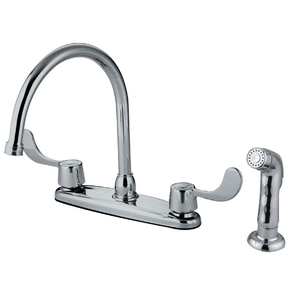 Kingston Brass Vista 2-Handle Deck Mount Centerset Kitchen Faucets with ...