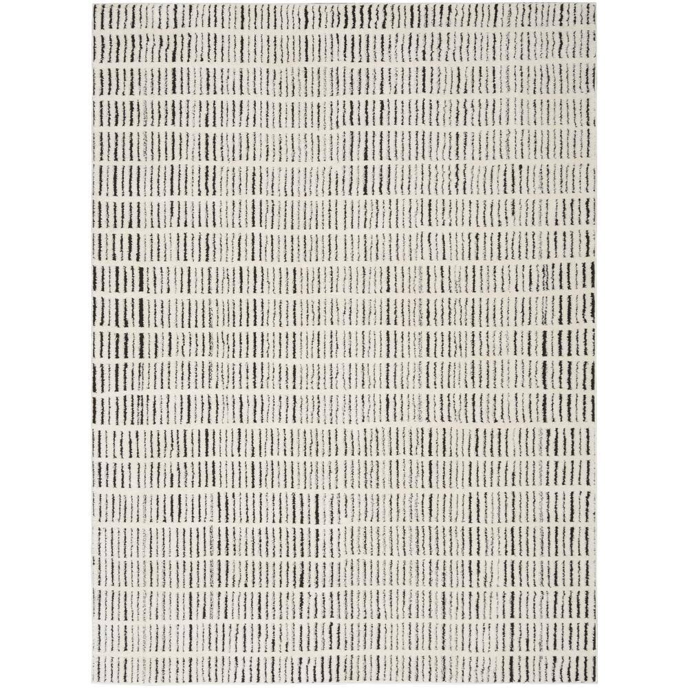 Nourison Cozy Modern Ivory Black 9 ft. x 12 ft. Linear Contemporary ...