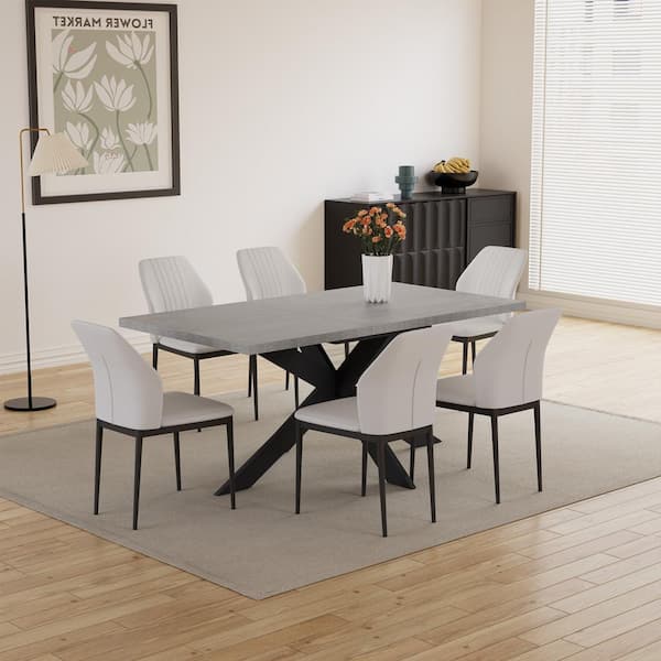 Grey and white extendable dining table store