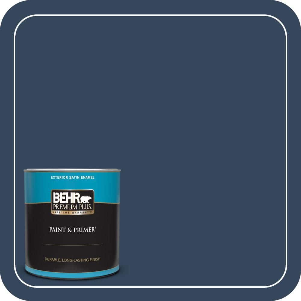 BEHR PREMIUM PLUS 1 qt. #MQ5-54 Compass Blue Satin Enamel Exterior ...