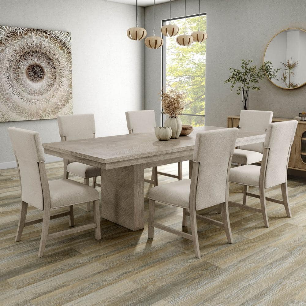 Furniture of America Bronin 7-Piece Natural Wood Top Dining Room Set ...