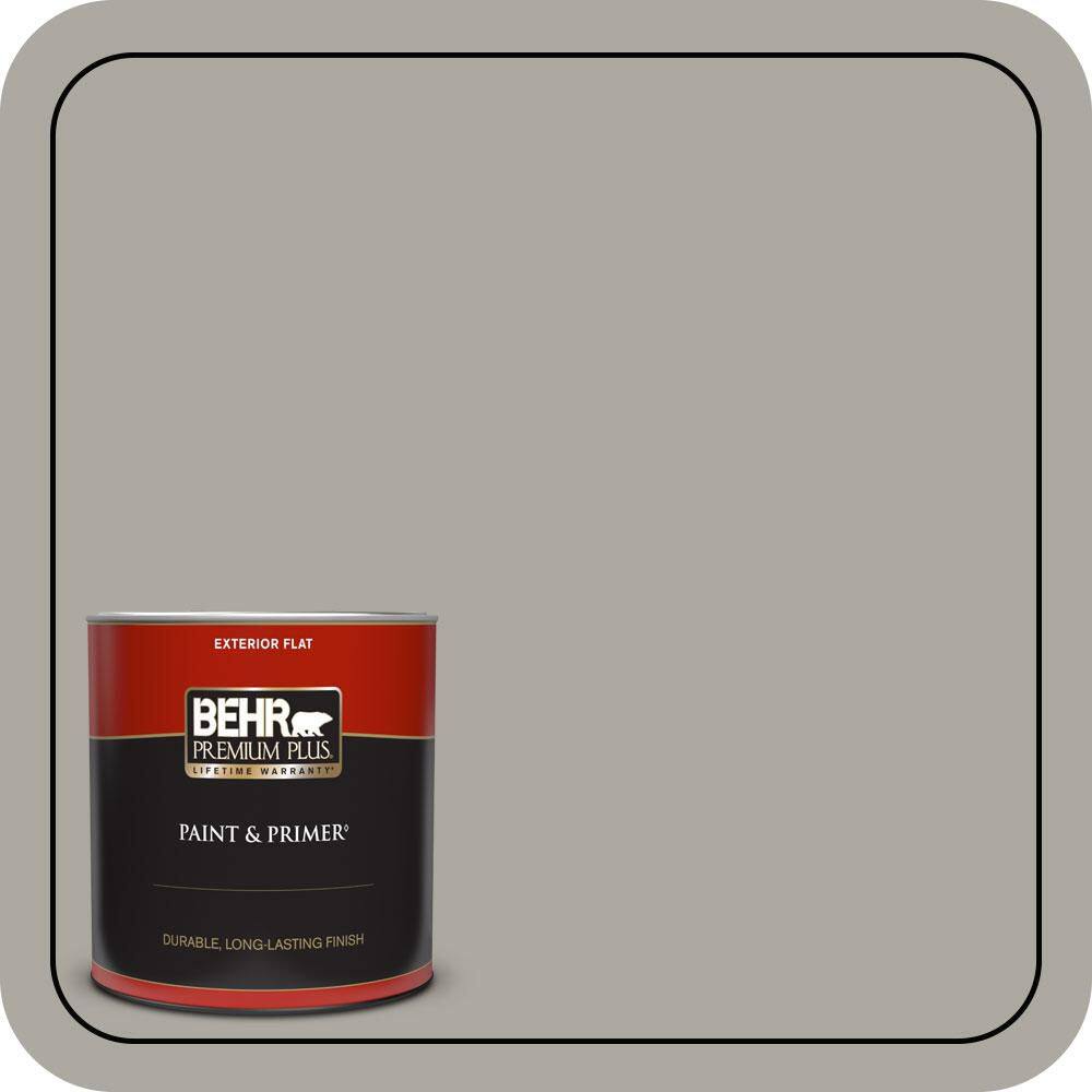 BEHR PREMIUM PLUS 1 qt. #N360-3 Still Gray Flat Exterior Paint & Primer ...