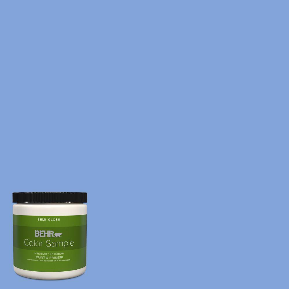 BEHR PREMIUM PLUS 8 oz. #P530-4 Periwinkle Semi-Gloss Interior/Exterior ...