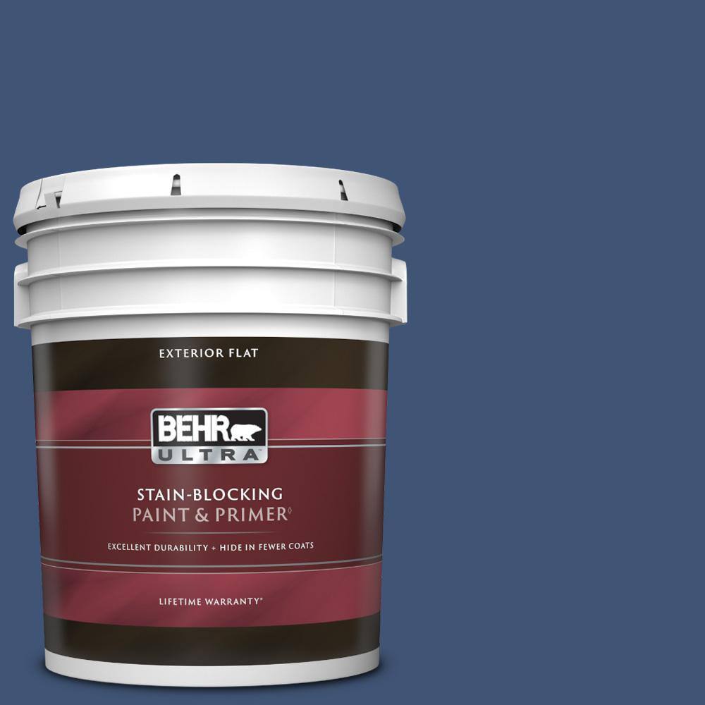 BEHR ULTRA 5 gal. #600D-7 Daring Indigo Flat Exterior Paint & Primer ...