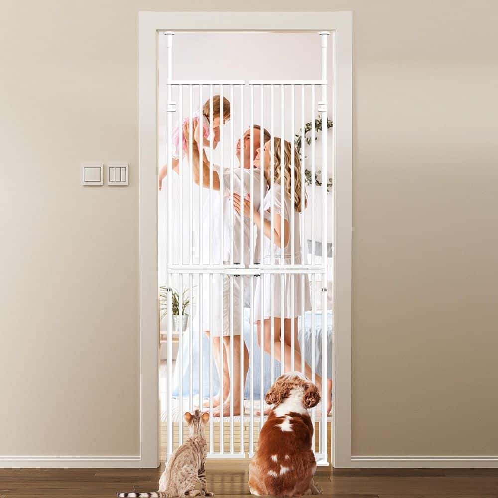 BOZTIY 75 in. Extra Tall Cat Pet Gate Adjustable 33-36 in. Wide Walk ...