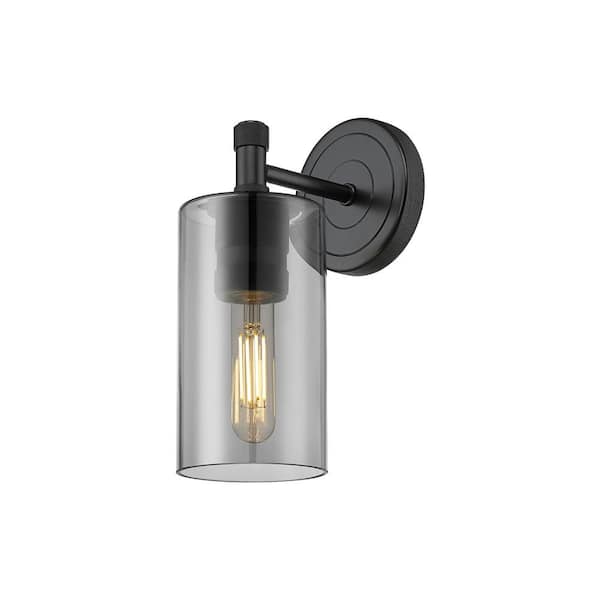Innovations Crown Point 1-Light Matte Black Wall Sconce with Glass ...
