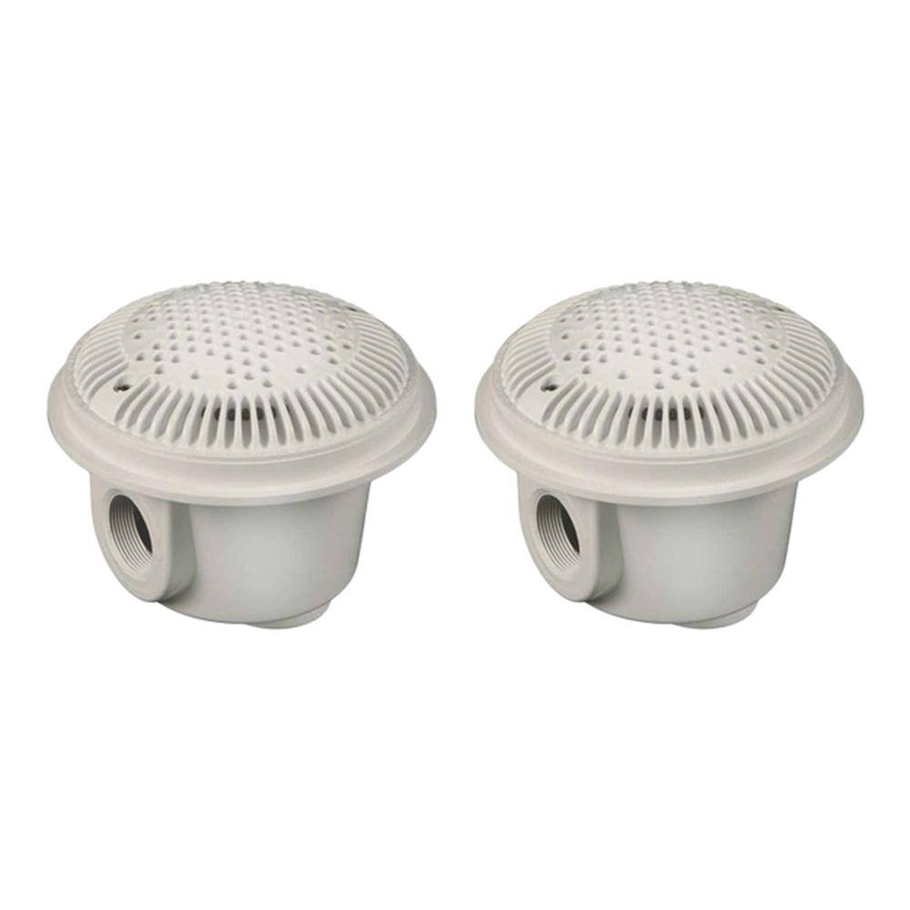 HAYWARD White Swimming Pool Bottom Main Drain Suction Outlets (2-Pack ...