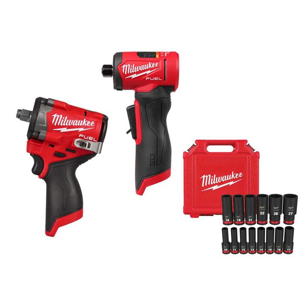 Milwaukee M12 FUEL 1/2 in. Stubby Impact Wrench with M12 FUEL Right ...