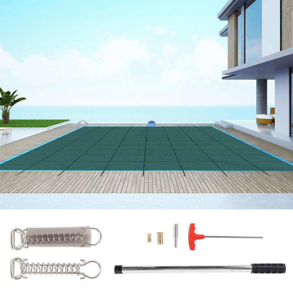 Karl home 22 ft. x 40 ft. Rectangular Green In Ground Pool Safety Cover ...