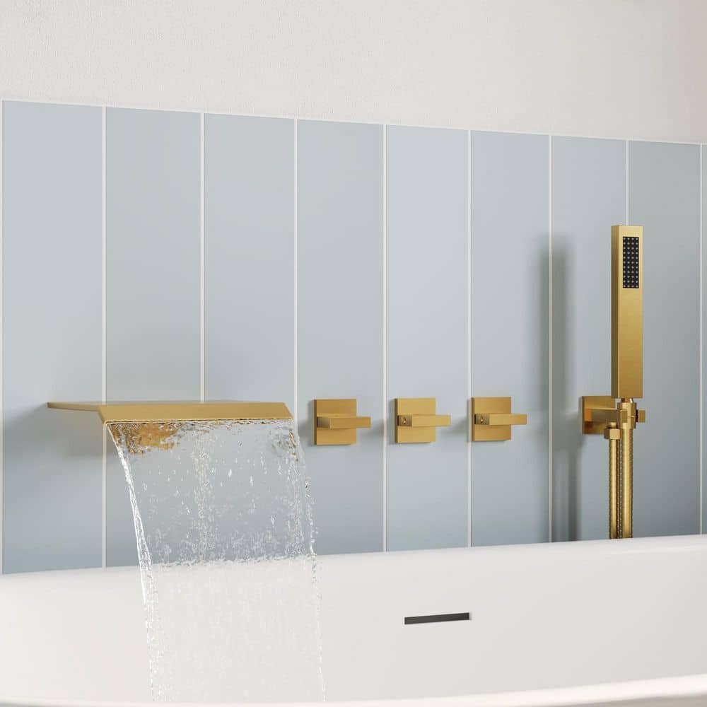 Reviews for GRANDJOY Wall Mount Waterfall 3-Handle 2-Spray Roman Tub ...