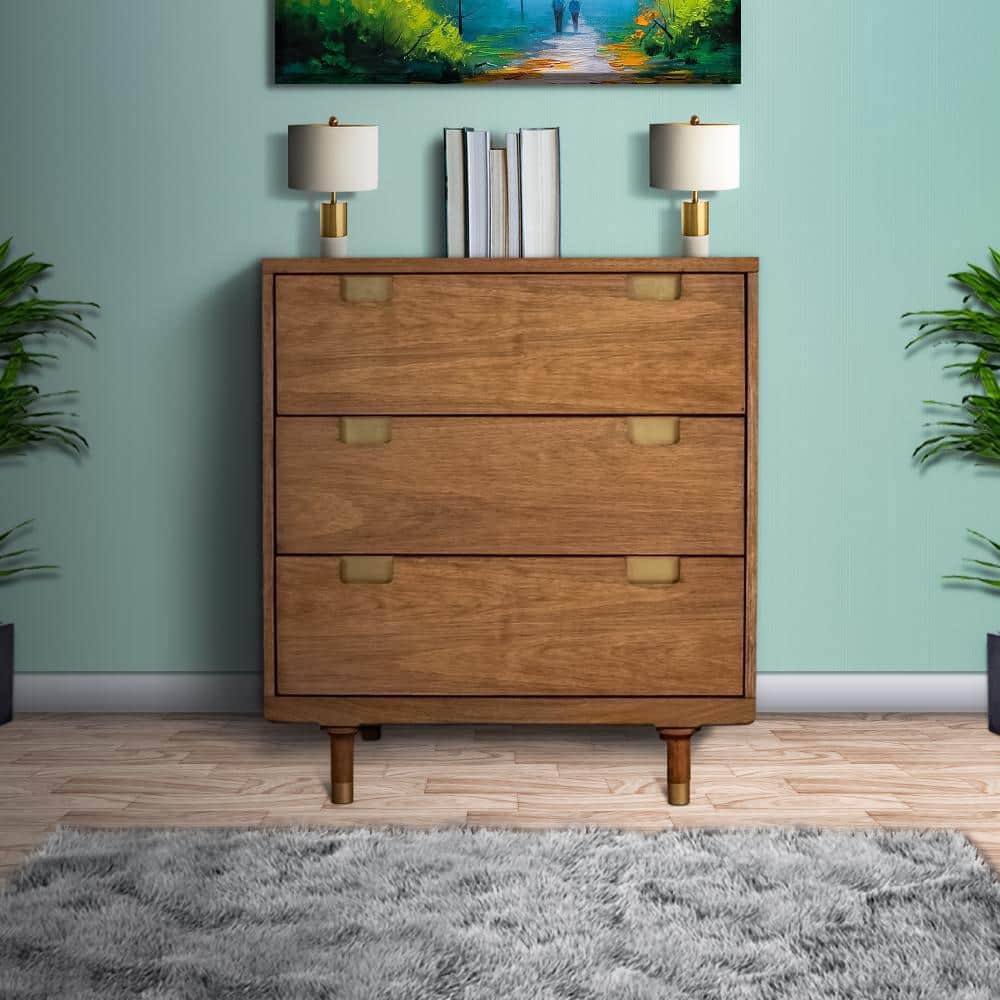 Benjara 18 in. Brown 3-Drawer Chest of Drawers BM230759 - The Home Depot