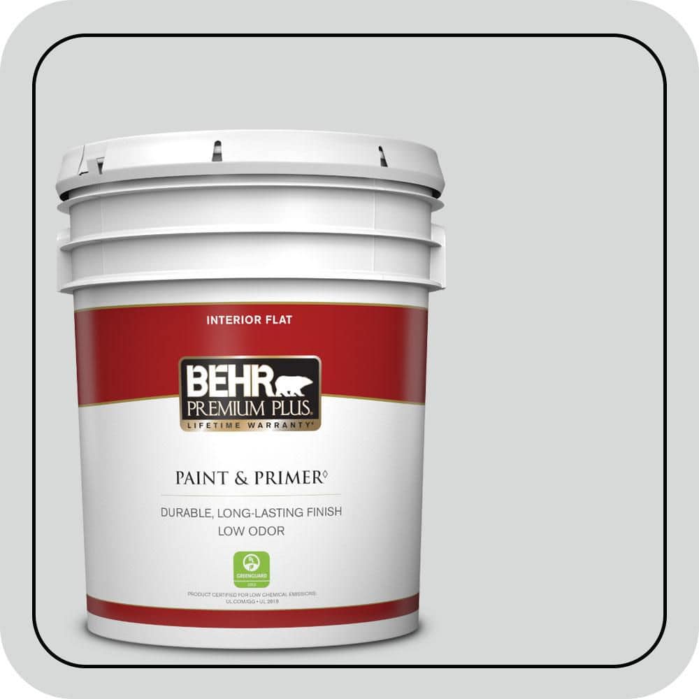 BEHR PREMIUM PLUS 5 gal. #MQ3-25 Gray Shimmer Flat Low Odor Interior ...