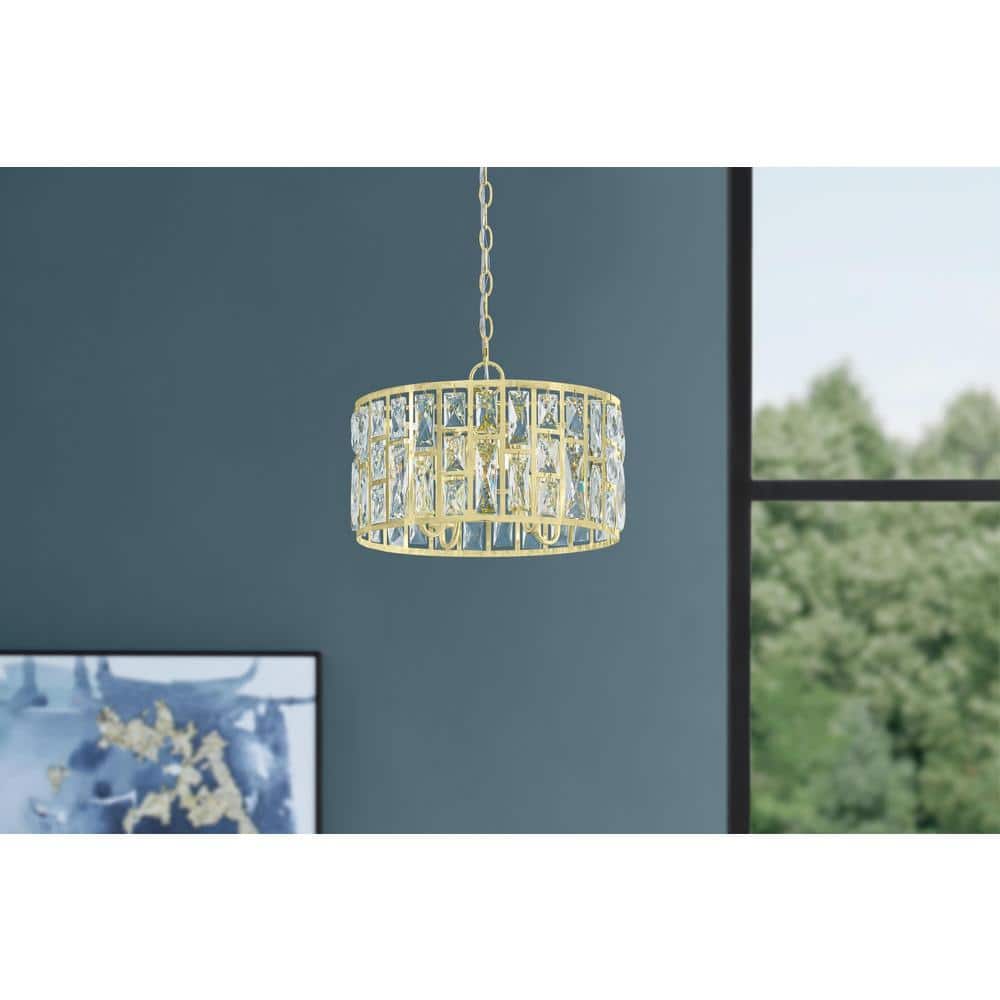 Home Decorators Collection Kristella 4-Light Soft Gold Drum Pendant ...