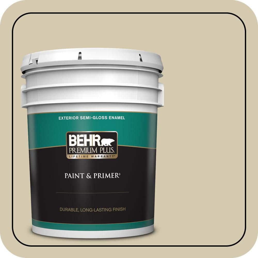 BEHR PREMIUM PLUS 5 gal. #770C-3 Sand Fossil Semi-Gloss Enamel Exterior ...