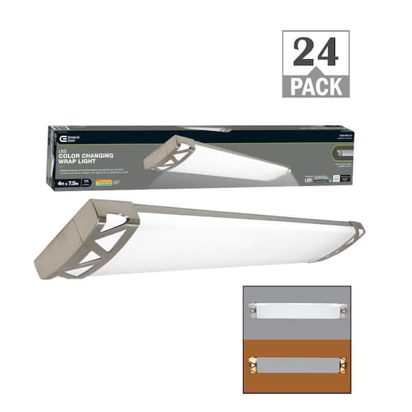 Commercial Electric 4 ft. 5250 Lumens Integrated LED Brushed Nickel ...