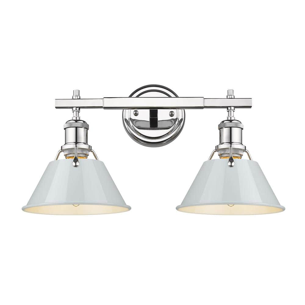 Golden Lighting Orwell 18.25 in. 2-Light Chrome and Dusky Blue Vanity ...