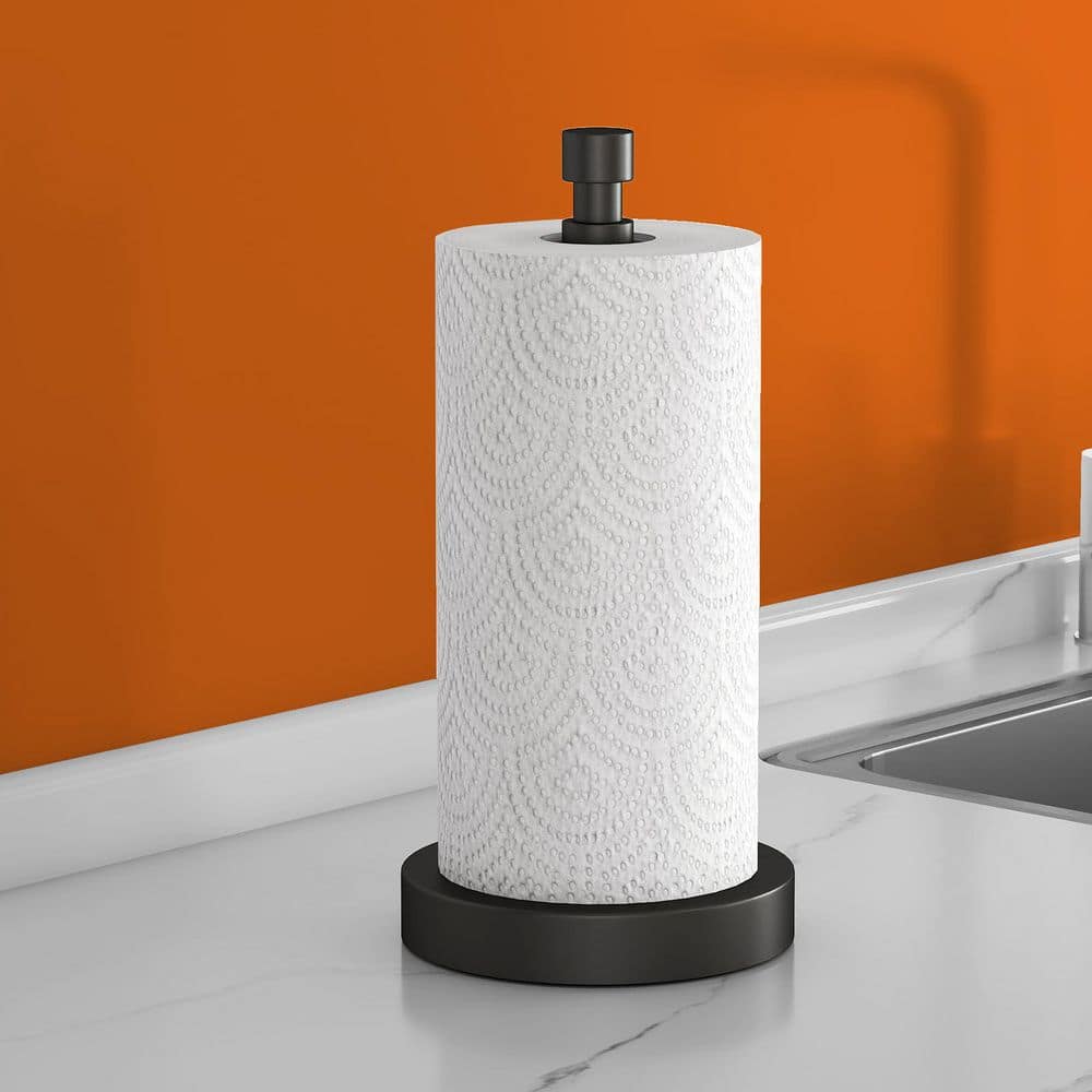 Numhew 14.56 in. Rod Heavy Base Countertop Black Paper Towel Holder ...
