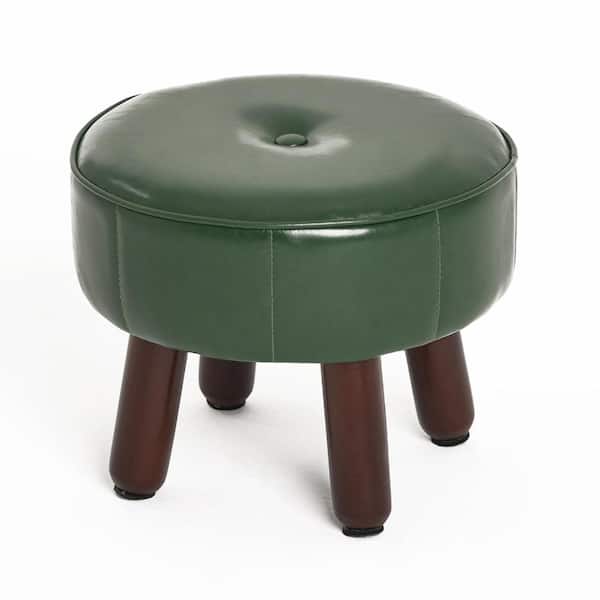 13 in Round Foot Stool Padded Faux Leather Green 1 Piece WLL2028 - The ...