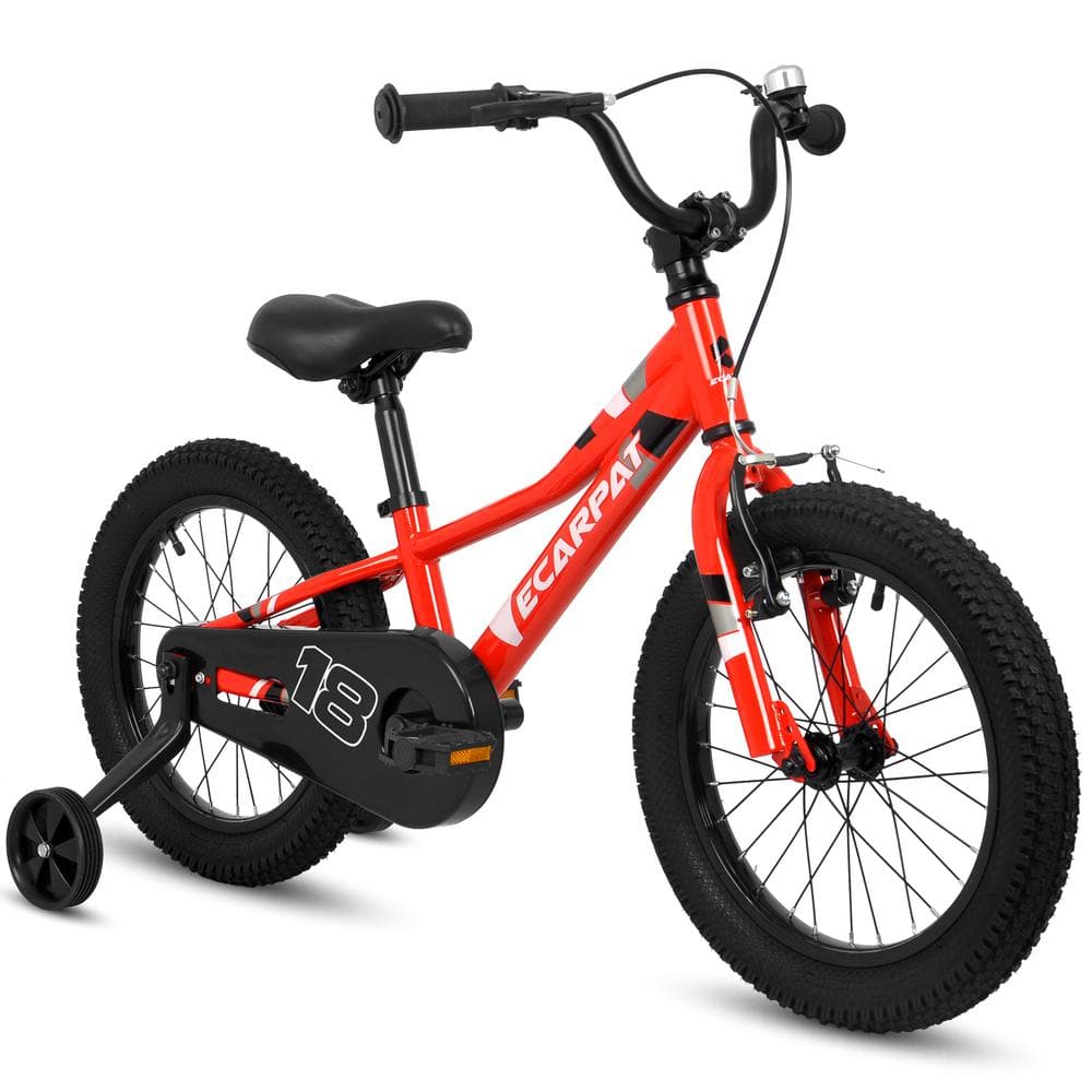 Siavonce Red Kids' Bike 18 in. Wheels 1-Speed Boys Girls Child Bicycles for 6-9-Years with ...