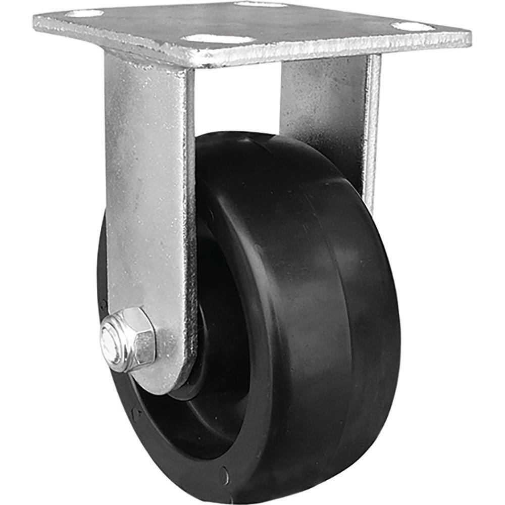Shepherd 5 in. Black Polypropylene and Steel Rigid Plate Caster with ...