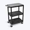 Luxor HE 24 in. W x 18 in. D x 34 in. H, 3-Shelf Utility Cart in Black ...