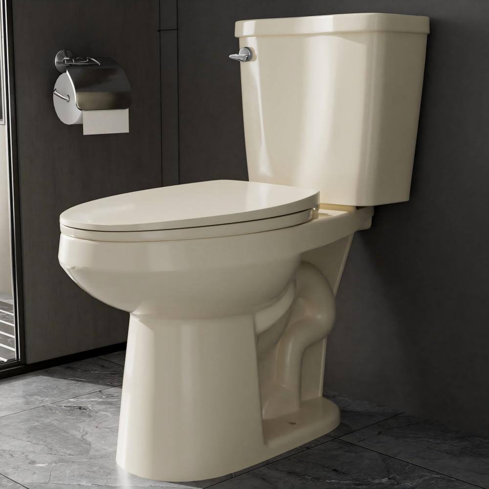 19 in. Tall Toilet 1.28 GPF Single Flush 2-Piece Toilet Elongated ADA ...
