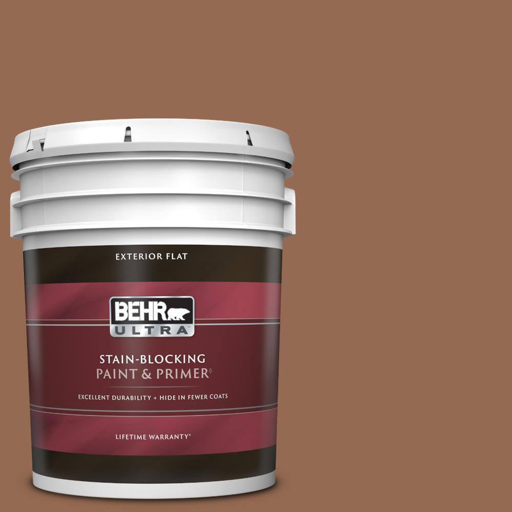 BEHR ULTRA 5 gal. #240F-6 Sable Brown Flat Exterior Paint & Primer ...