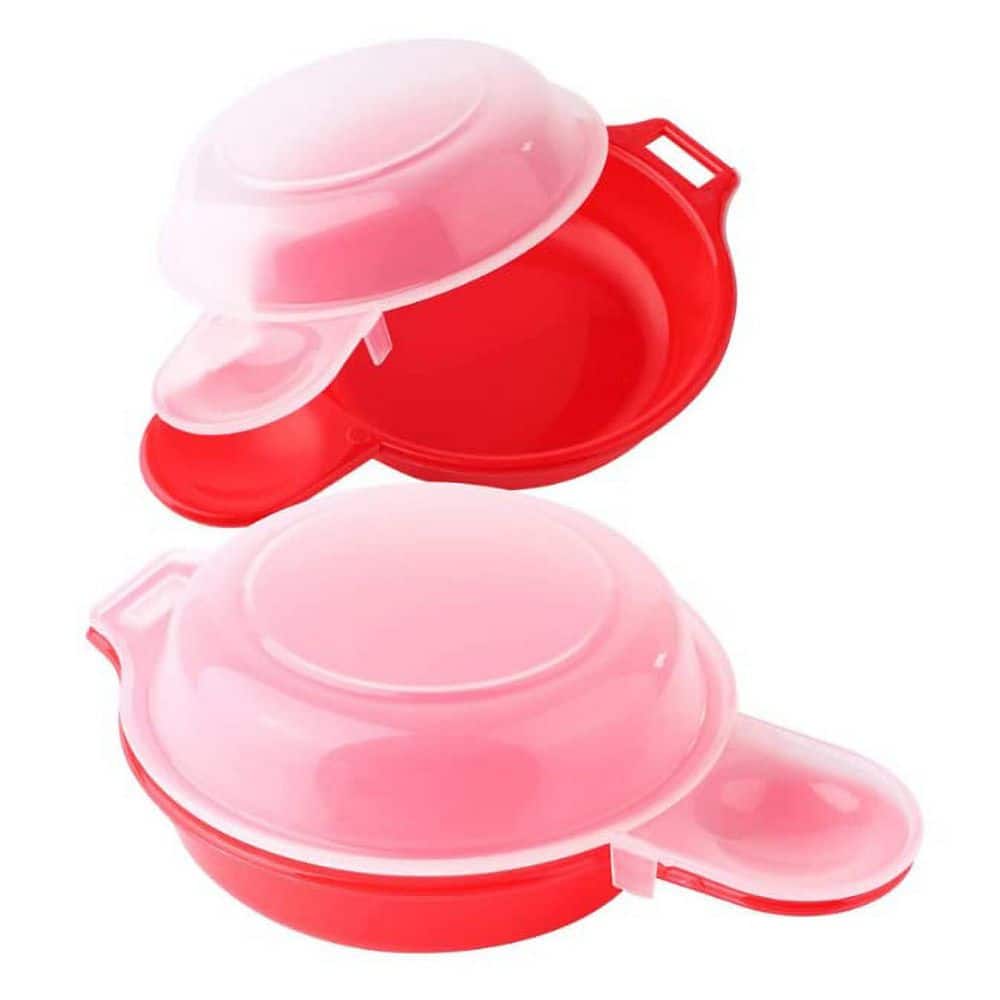 2pcs Microwave Egg Cooker Non-Stick Easy Clean Plastic Cooks Round Eggs ...