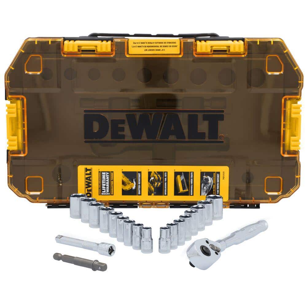 DEWALT TOUGHSERIES 1/4 in. Drive SAE/Metric Ratchet and Socket Set (20 ...