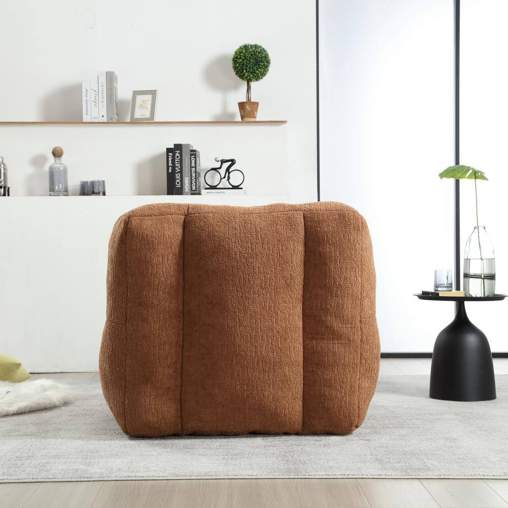 JUJABU Brown Velvet Polyester Bean Bag Chair with Ottoman for Living ...