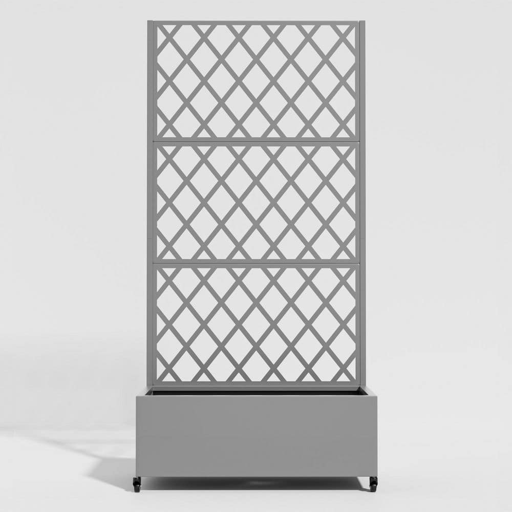 Lirago 35 in. x 16 in. x 12 in. Grey Steel Rectangles Outdoor Planting ...