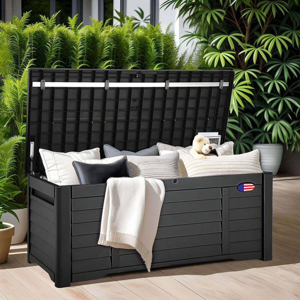 DEXTRUS 120 Gal. Water Resistant Resin Lockable Deck Box, Outdoor ...