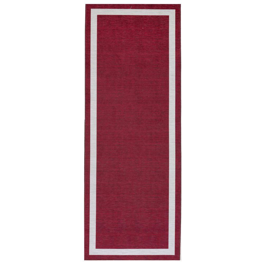 PLAYA RUG Everest Burgundy Creme 2 ft. 2 in. x 6 ft. Machine Washable ...