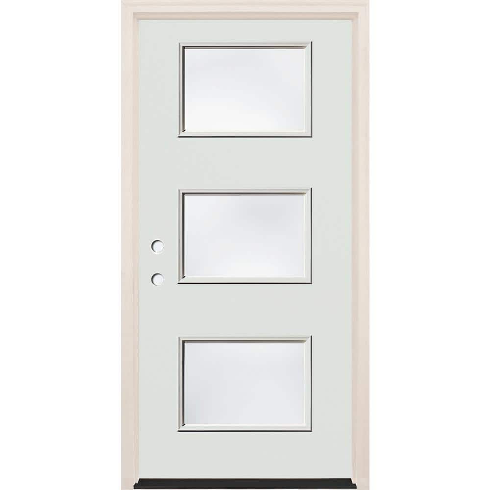 Builders Choice 36 in. x 80 in. Right-Hand/Inswing 3-Lite Clear Glass ...