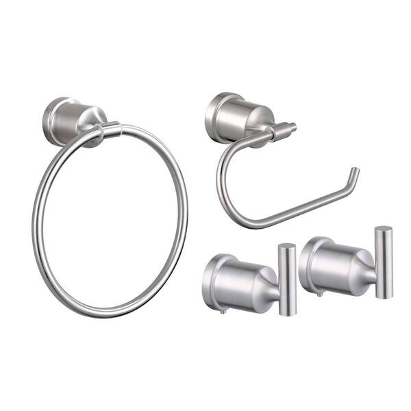 VEVETTA 4-Piece Bath Hardware Set with Mounting Hardware in Stainless ...