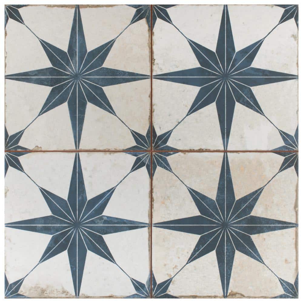 Merola Tile Kings Star Blue 17-5/8 in. x 17-5/8 in. Ceramic Floor and ...