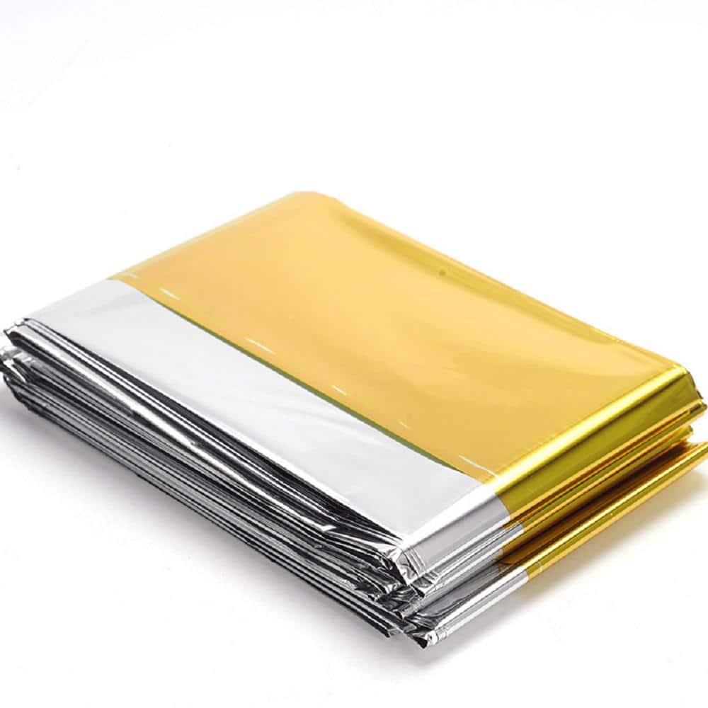 Wellco 83 in. x 63 in. Emergency Blankets Mylar Thermal Blanket Gold ...