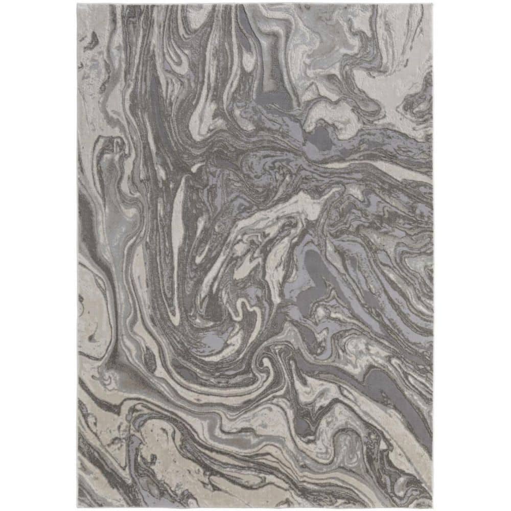 HomeRoots 2 ft. x 8 ft. Gray Abstract Area Rug 2000511384 - The Home Depot