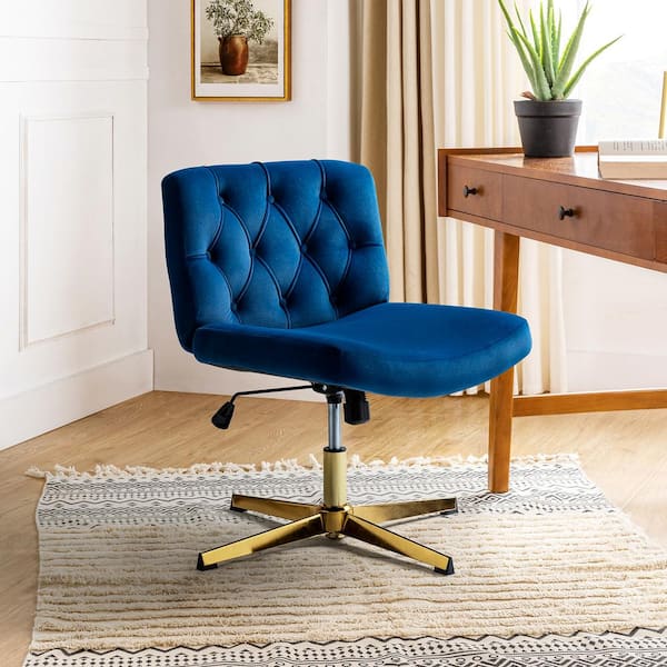 JAYDEN CREATION Alan Navy 360° Swivel And Height Adjustable Tufted Task ...