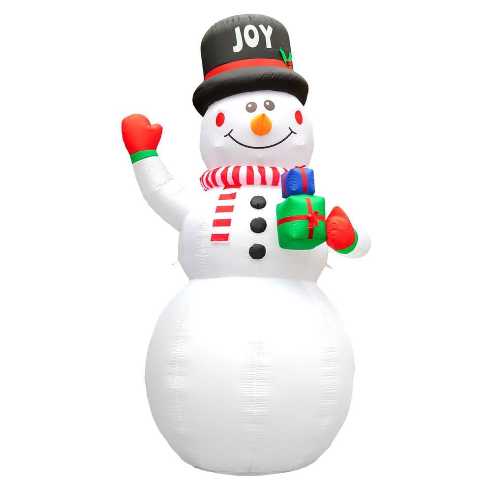 Karl home 12 ft. Pre-lit Snowman with Gift Box Christmas Inflatable ...