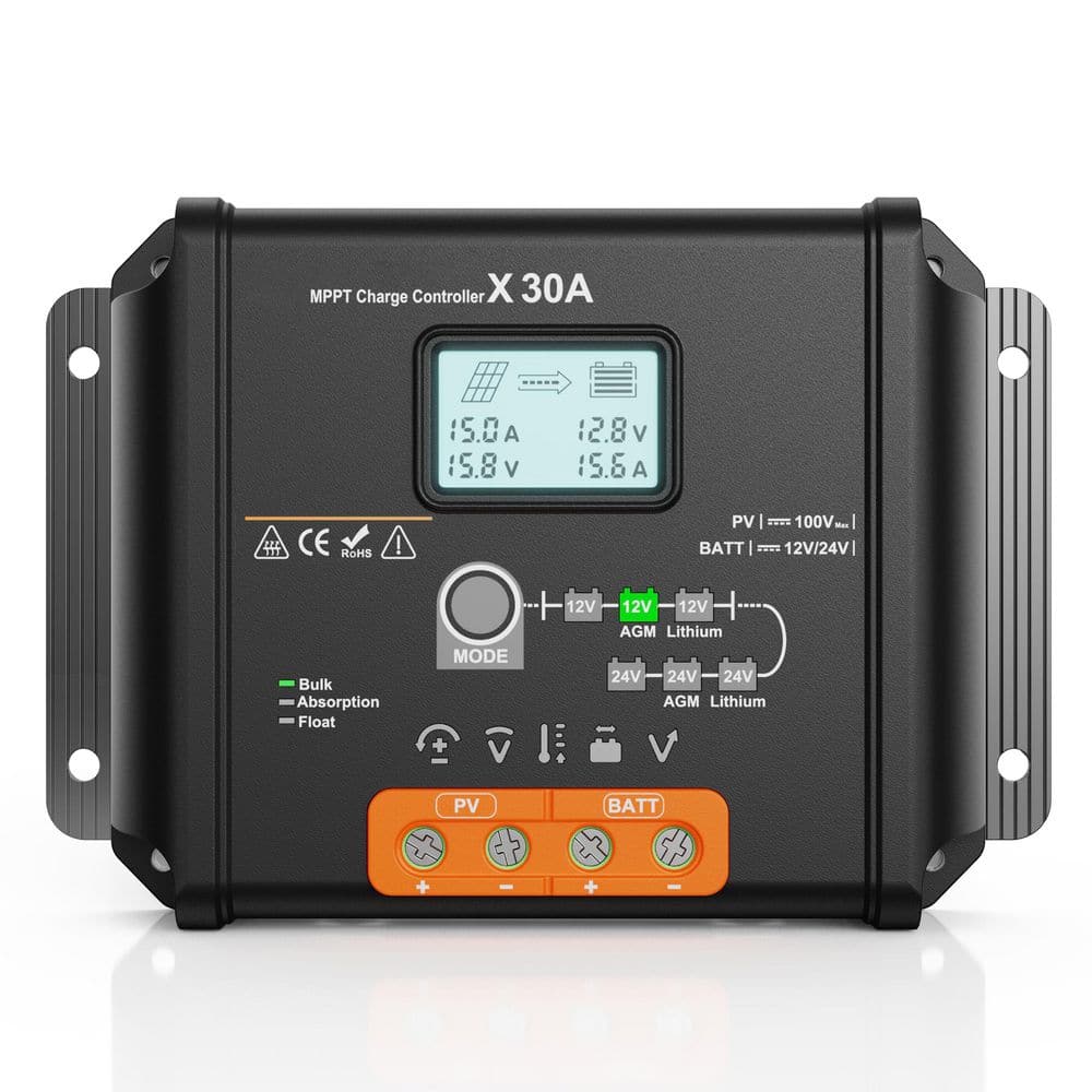 Yichuhaoxi 12/24-Volts 30-amps Solar Charge Controller with LCD Backlit ...