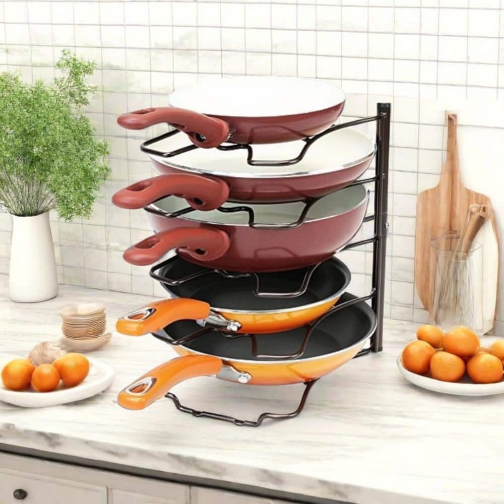 Numhew 9.5 in. x 9 in. x 11.75 in. Bronze 5-Tier Metal Standing Pot ...