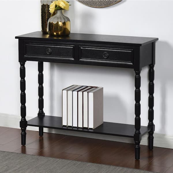 StyleCraft Barrett 29.5 in. Black Rectangle MDF Console Table ...