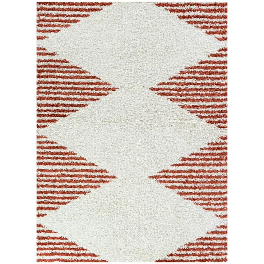 BALTA Hughes Burnt Orange 5 ft. x 7 ft. Striped Shag Area Rug 3018976 ...