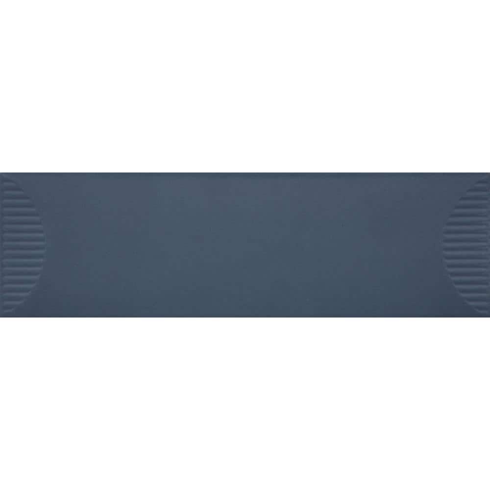 Daltile Stencil Indigo 4 in. x 12 in. Glaze Porcelain Half Moon Floor ...