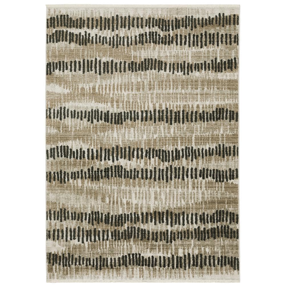 AVERLEY HOME Brooker Beige/Charcoal 7 ft. x 10 ft. Distressed Abstract ...