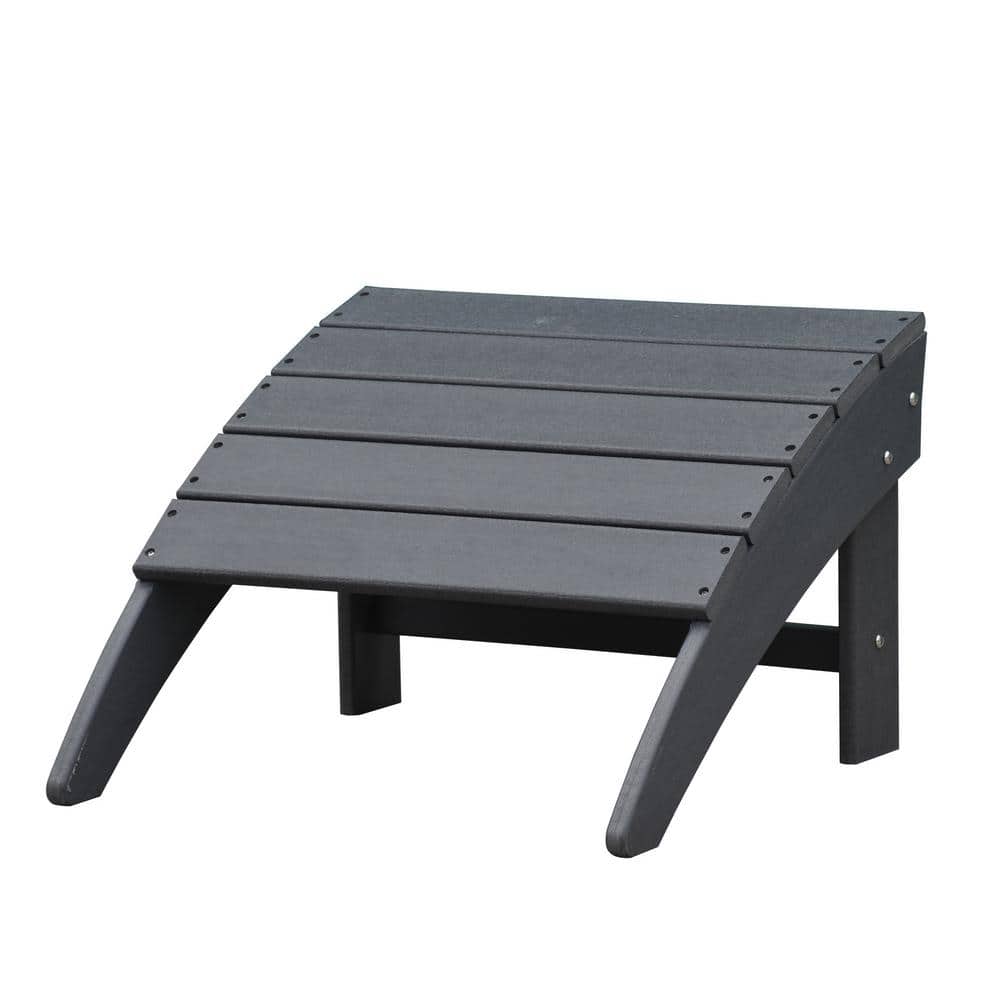Wildaven Patio Adirondack Chair Footstool Gray HDPE Plastic Garden ...