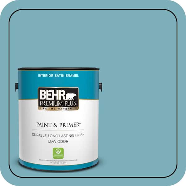 BEHR PREMIUM PLUS 1 gal. #520F-4 November Skies Satin Enamel Low Odor ...