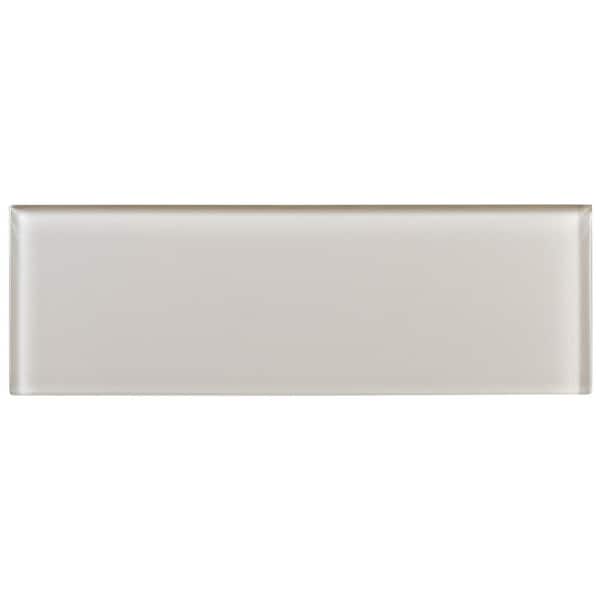 ANDOVA Enchant Elle Malt Light Gray 4 in. x 12 in. Smooth Glass Subway ...